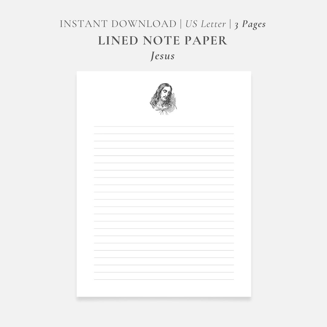 Jesus | Catholic Printable Note Paper Stationery | US Letter 8.5x11 in ...