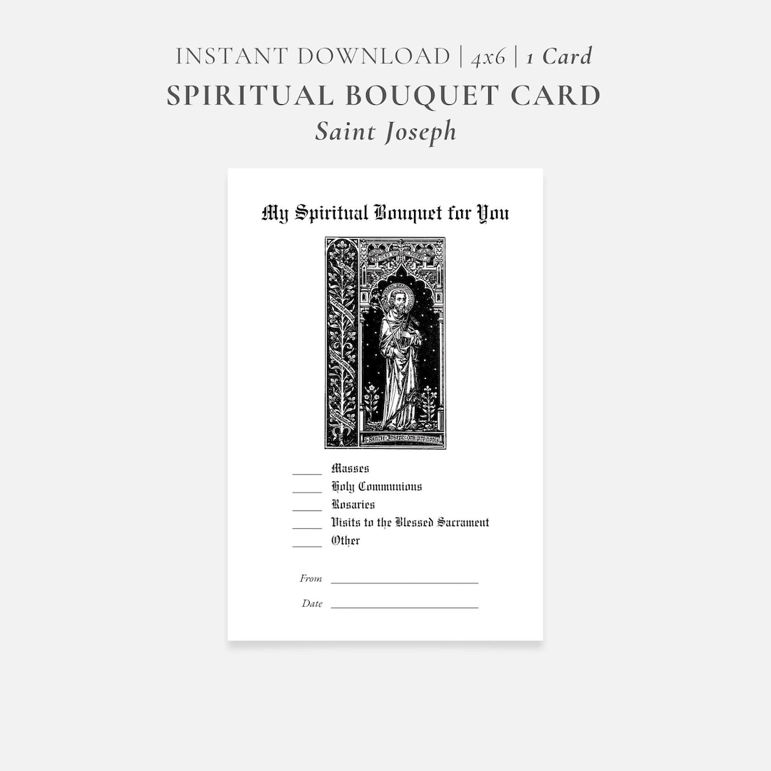 Spiritual Bouquet Printable Instant Download Card, Saint Joseph for ...