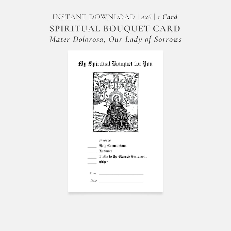 Spiritual Bouquet Card for Liturgical Living, Devotions, Faith ...