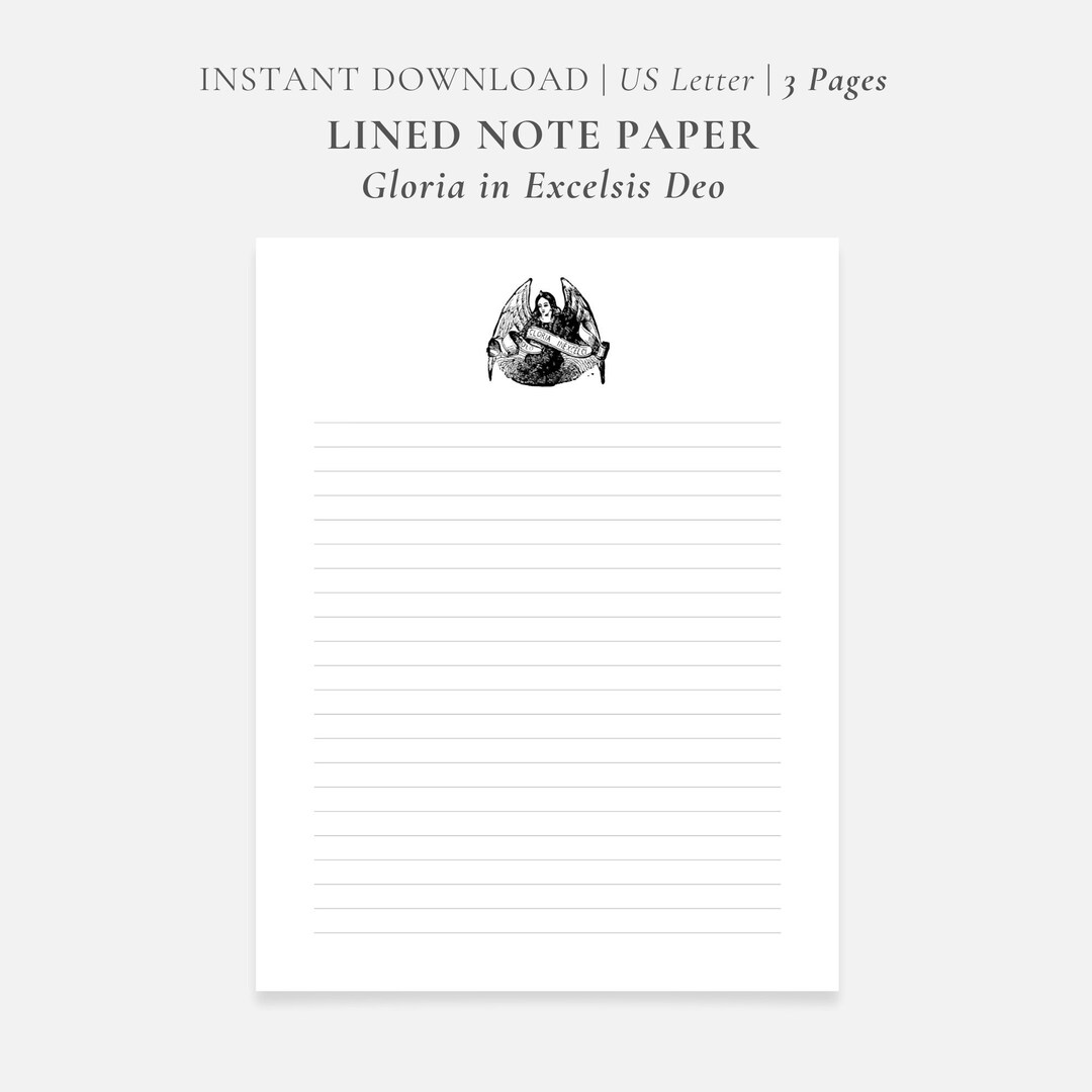 Gloria in Excelsis Deo | Catholic Printable Note Paper Stationery | US ...