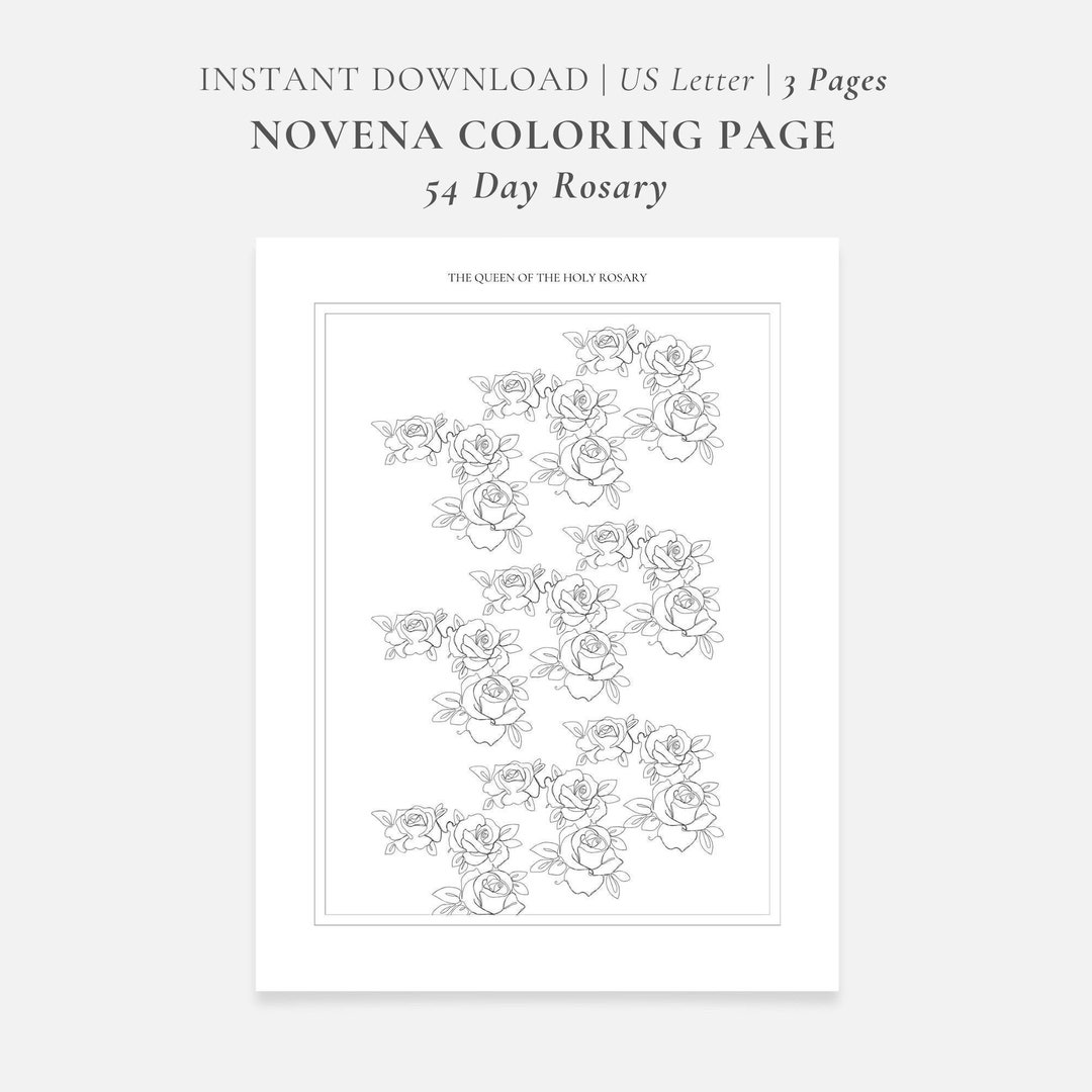 Queen of the Holy Rosary Novena Tracker Coloring Worksheet, Printable ...