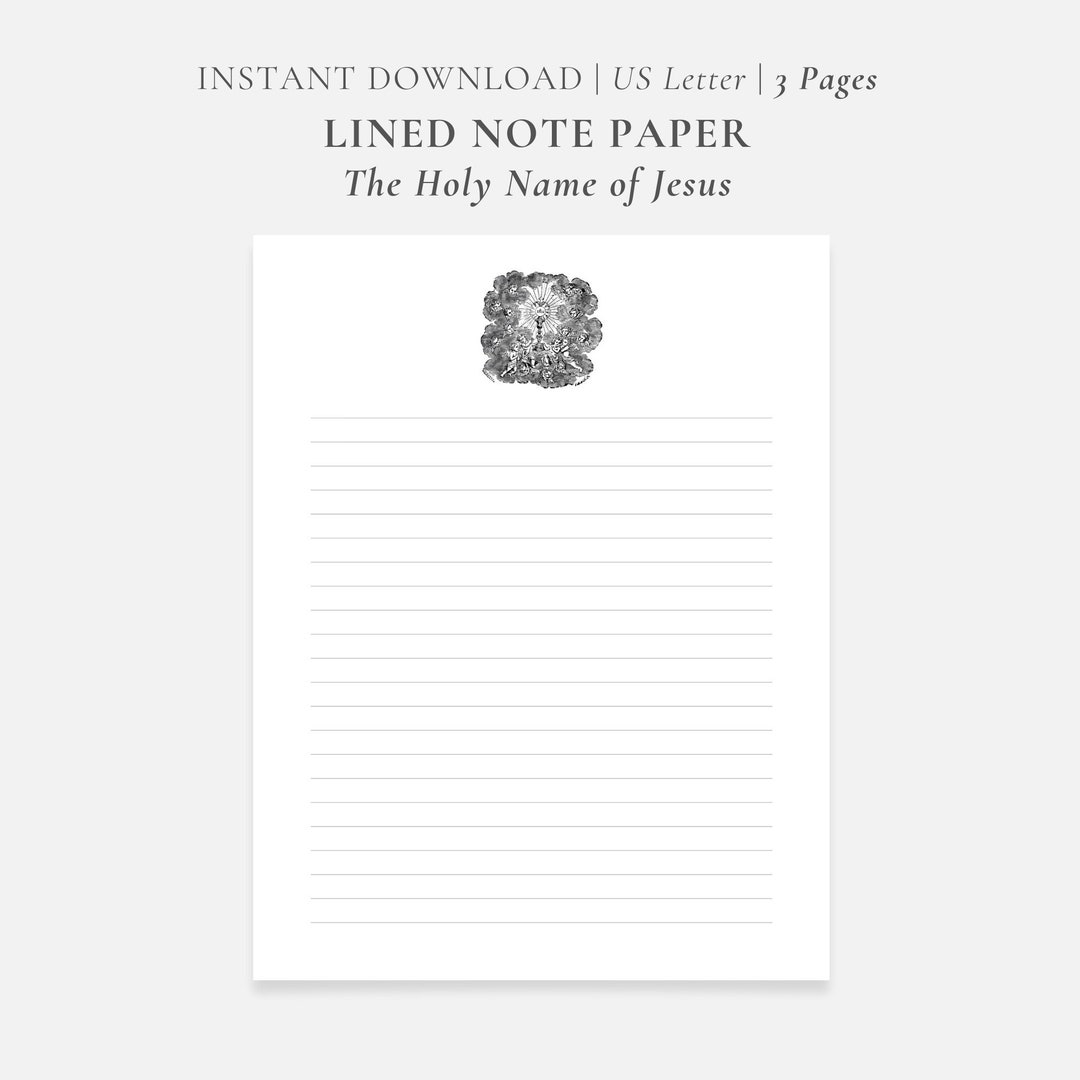 Holy Name of Jesus | Catholic Printable Note Paper Stationery | US ...