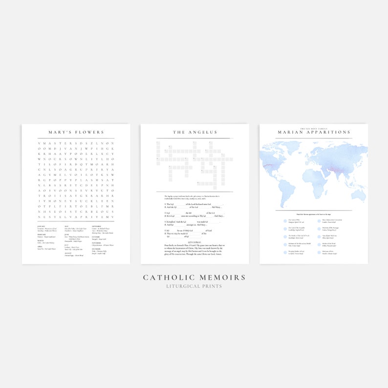 Mary Catholic Puzzles, Letter Size Printable Word Search, Crossword ...