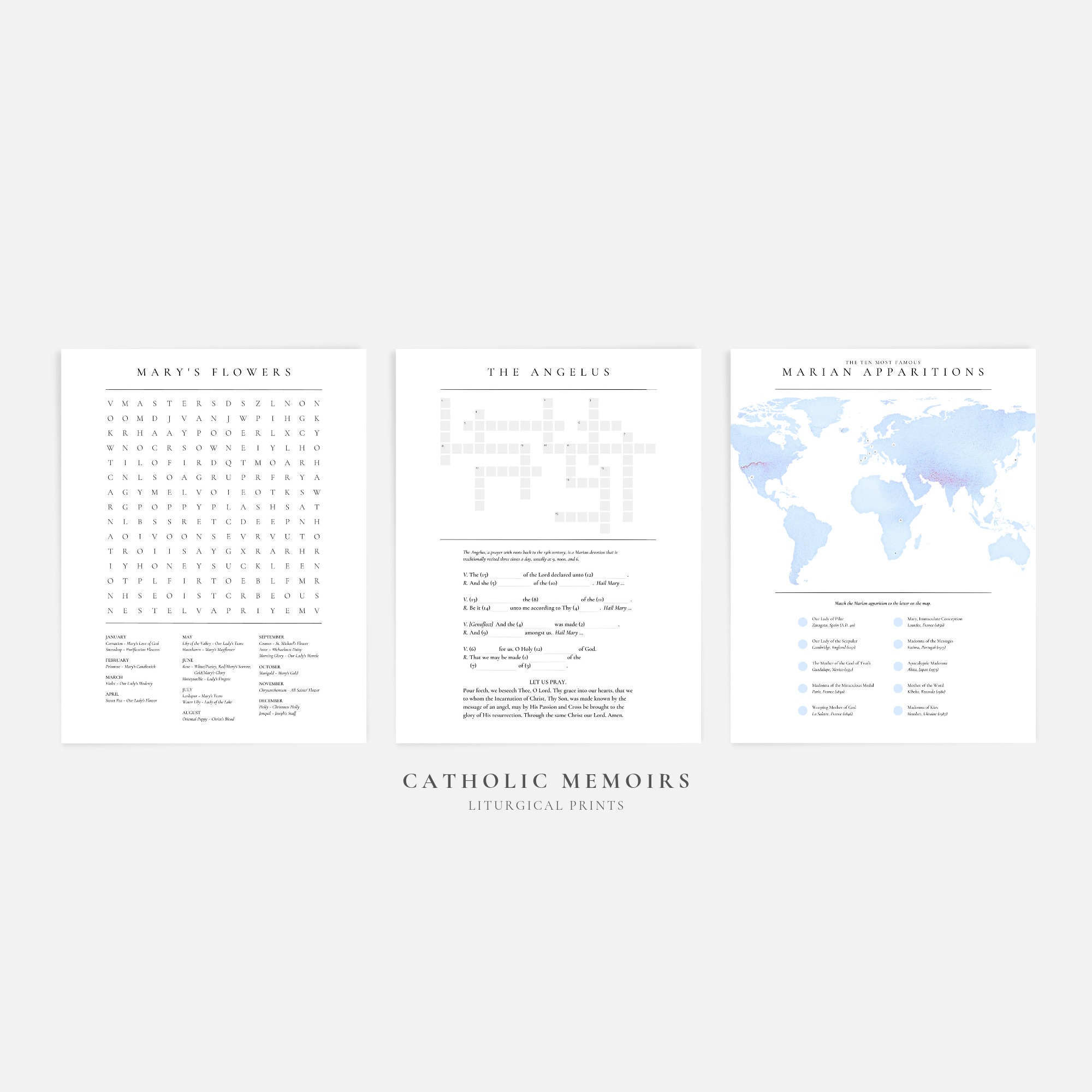 Mary Catholic Puzzles, Letter Size Printable Word Search, Crossword ...