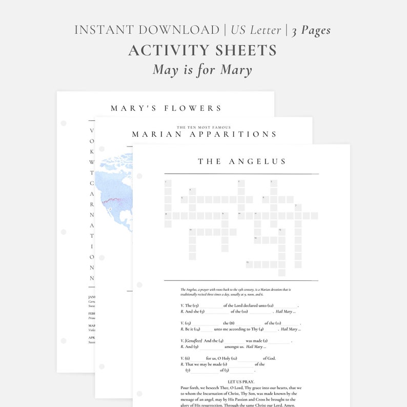 Mary Catholic Puzzles, Letter Size Printable Word Search, Crossword ...