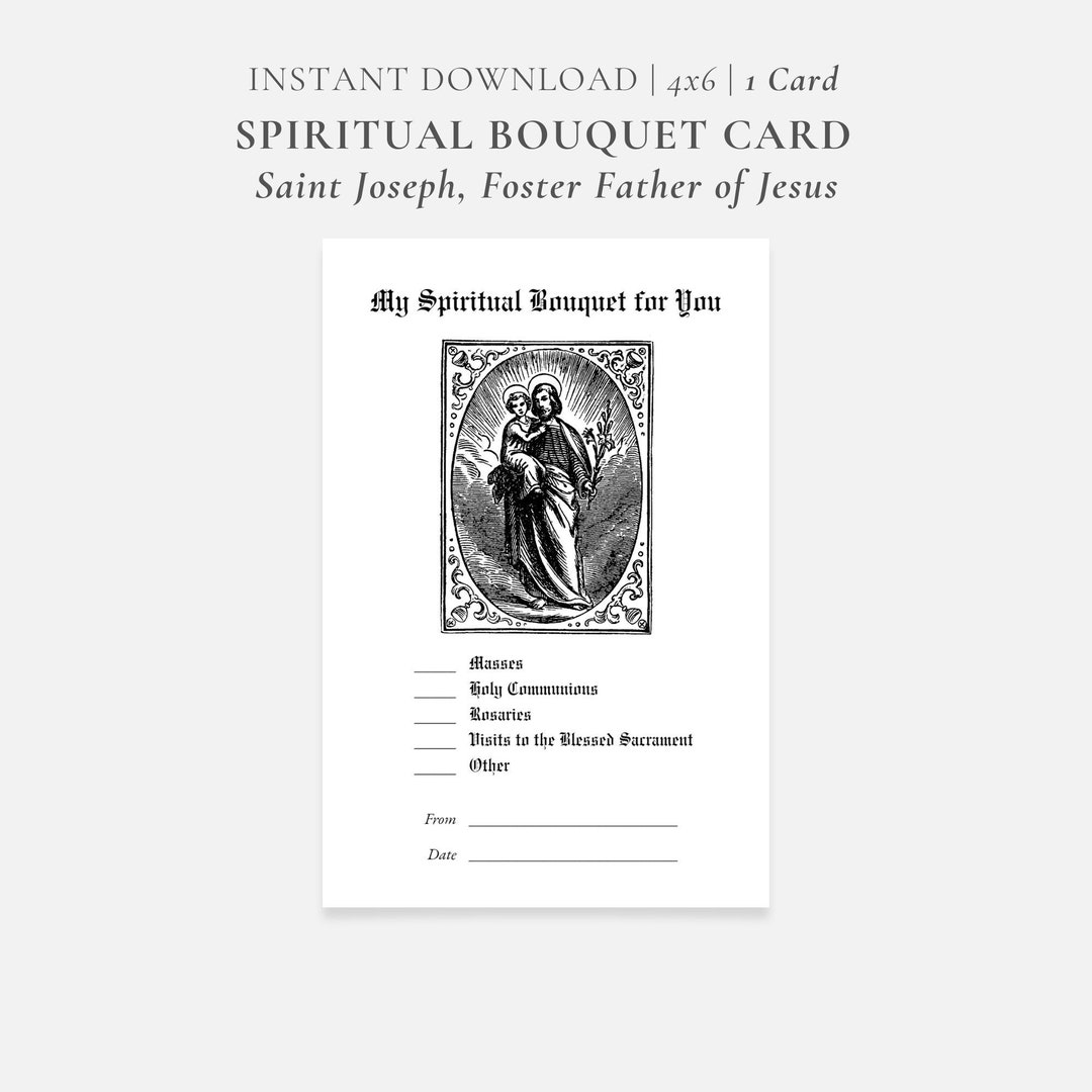 Spiritual Bouquet Printable Instant Download Card, Saint Joseph for ...