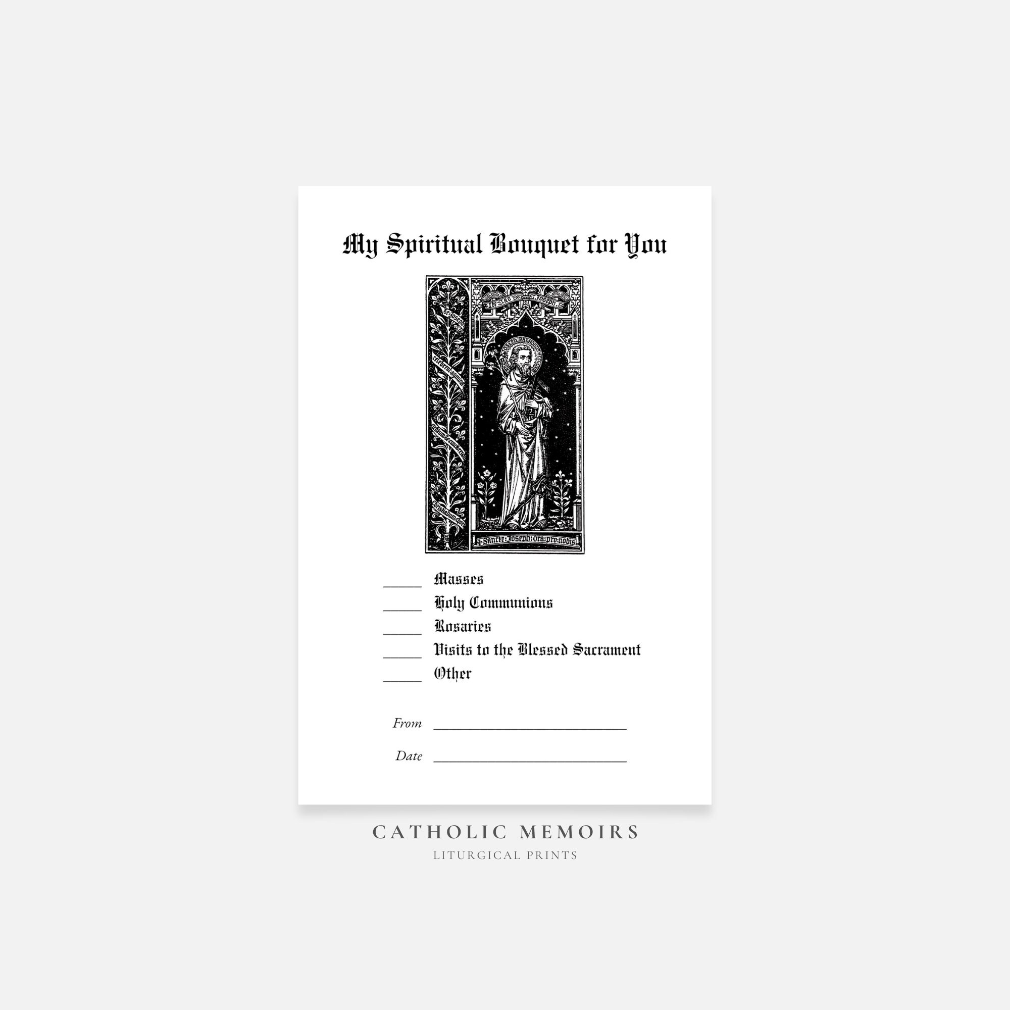 Spiritual Bouquet Printable Instant Download Card, Saint Joseph for ...