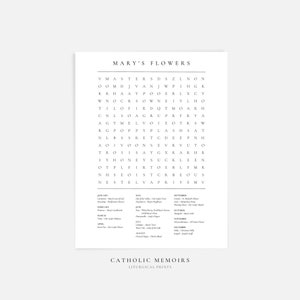 Mary Catholic Puzzles, Letter Size Printable Word Search, Crossword ...