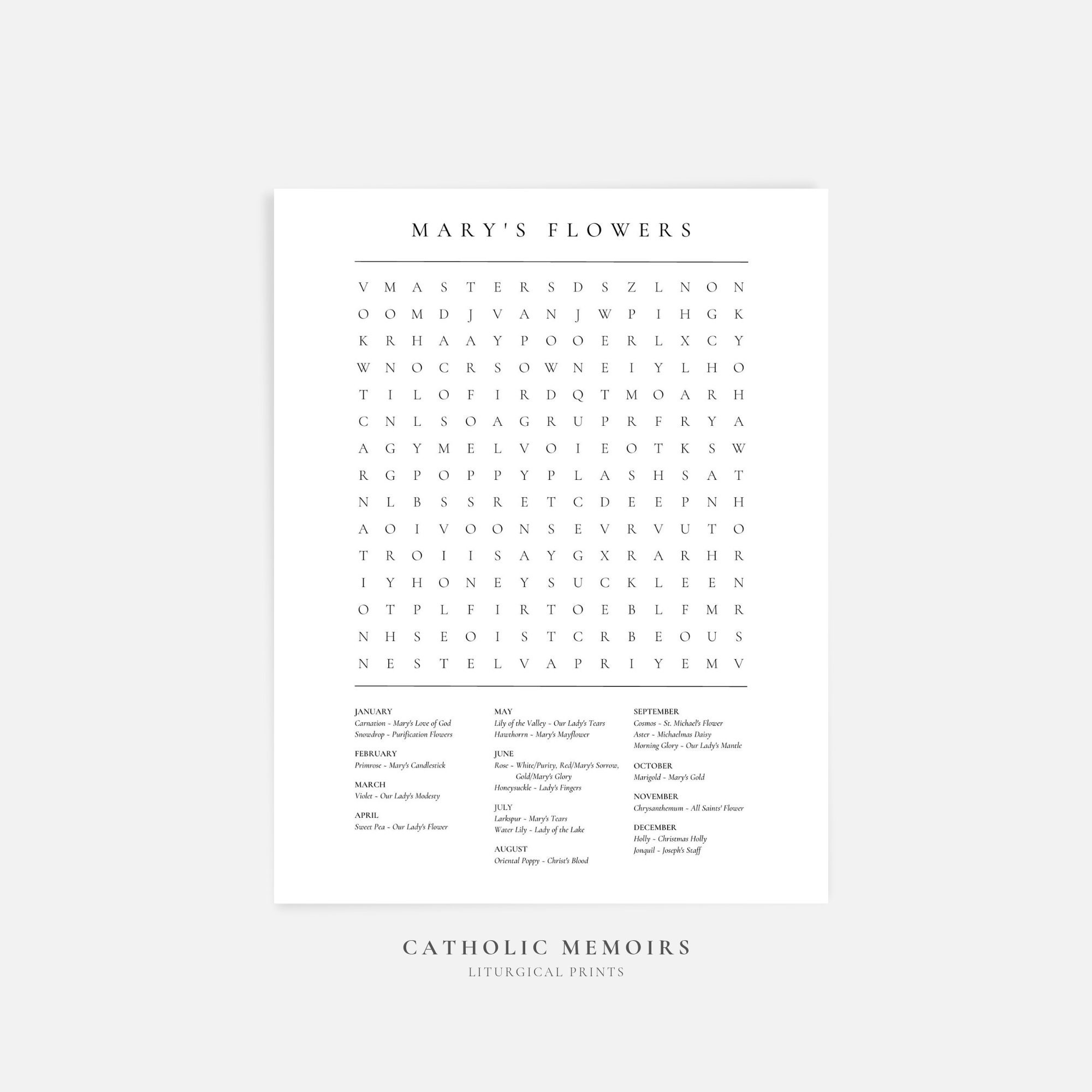 Mary Catholic Puzzles, Letter Size Printable Word Search, Crossword ...