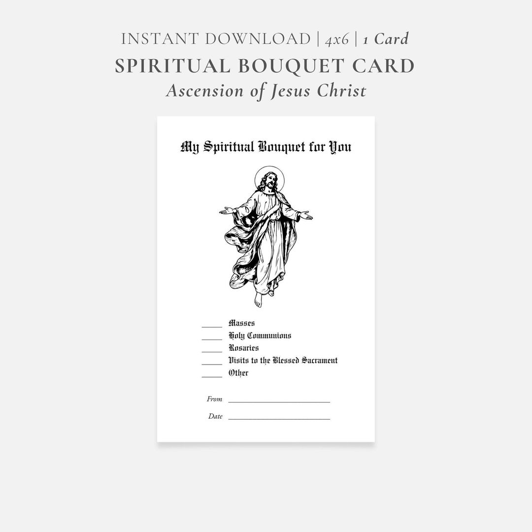 Spiritual Bouquet Printable Instant Download Card, Ascension of Jesus ...
