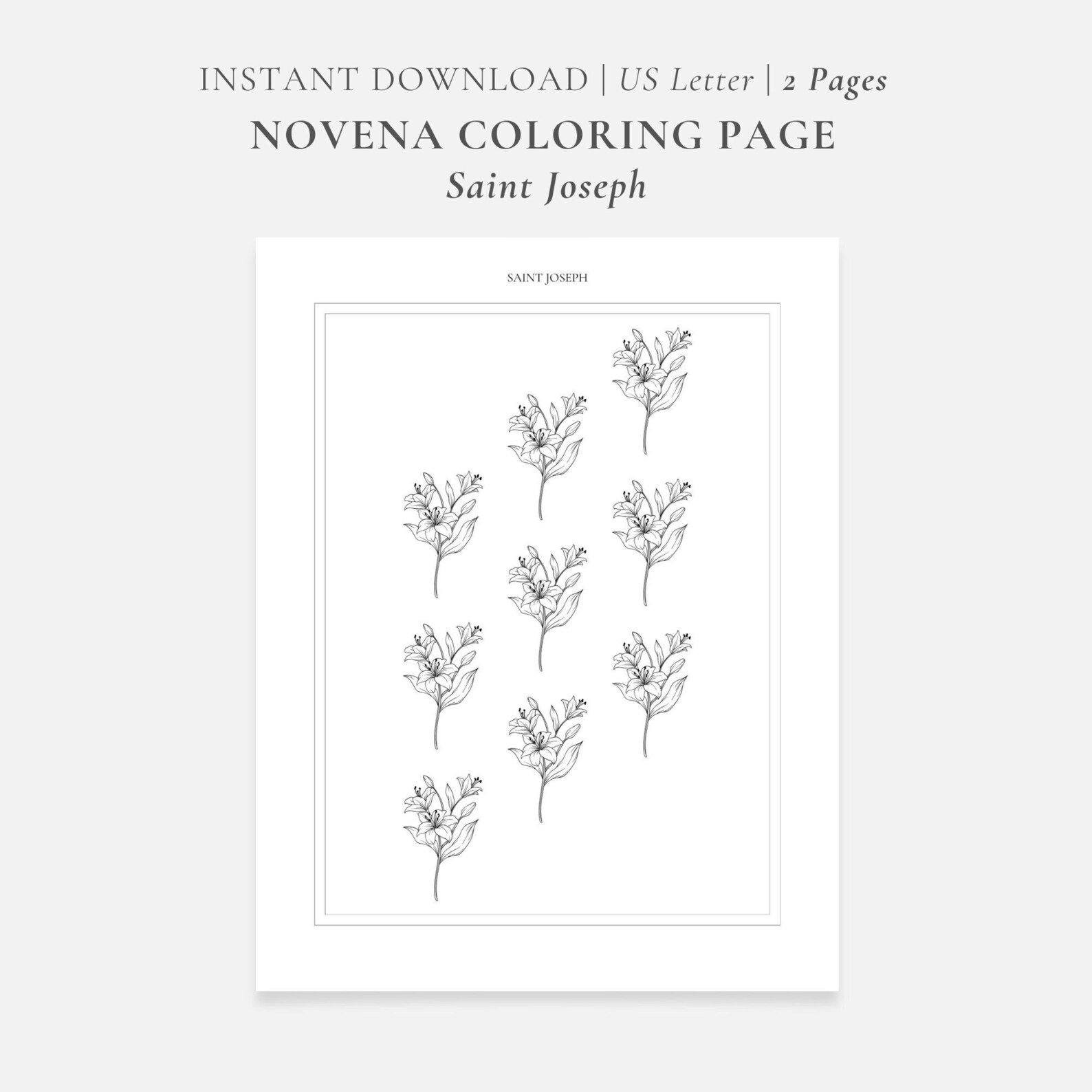 Saint Joseph Novena Tracker Traditional Catholic Coloring Worksheet ...