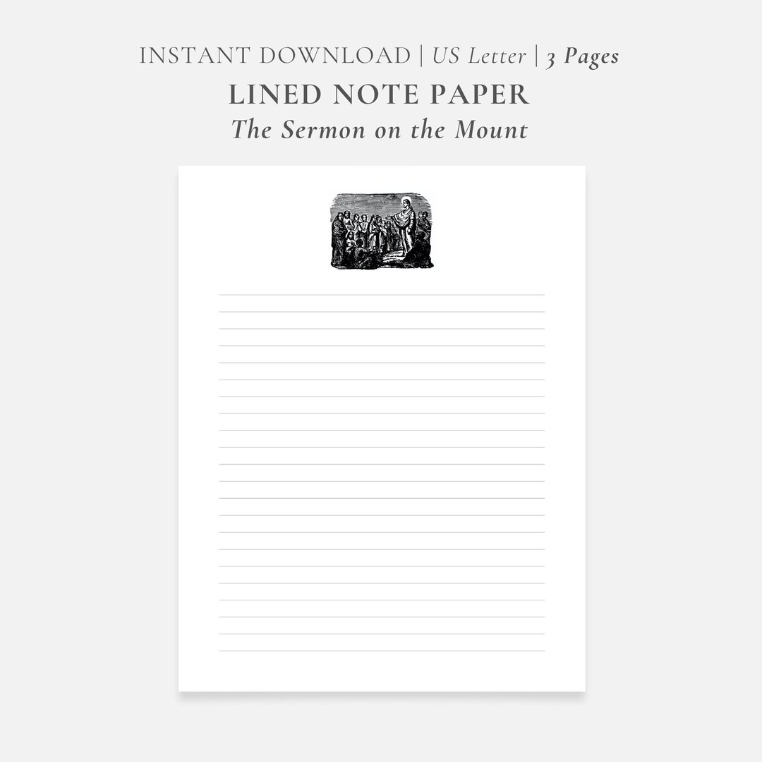 The Sermon on the Mount | Catholic Printable Note Paper Stationery | US ...