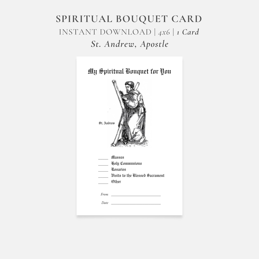 Spiritual Bouquet Saint Andrew Apostle Printable Instant Download Card ...