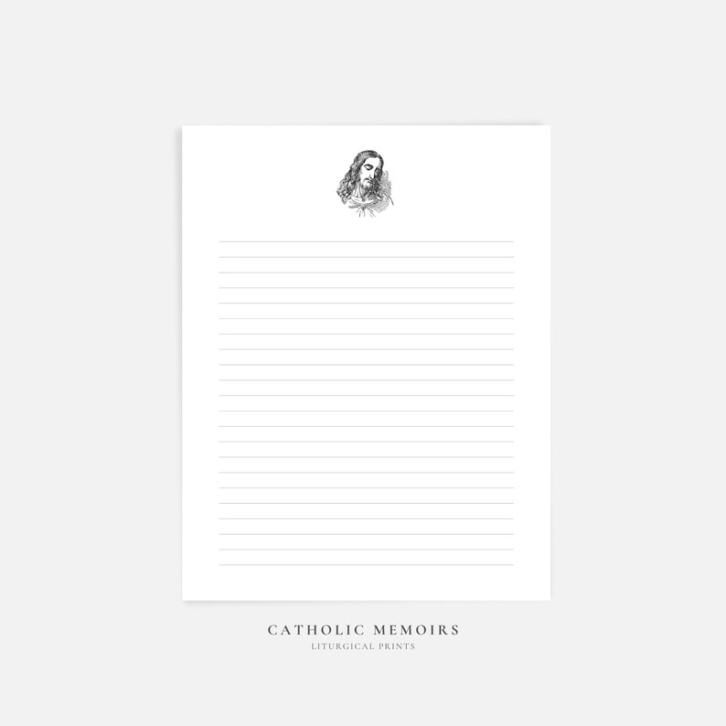 Jesus Catholic Printable Note Paper Stationery US Letter 8.5x11 in ...