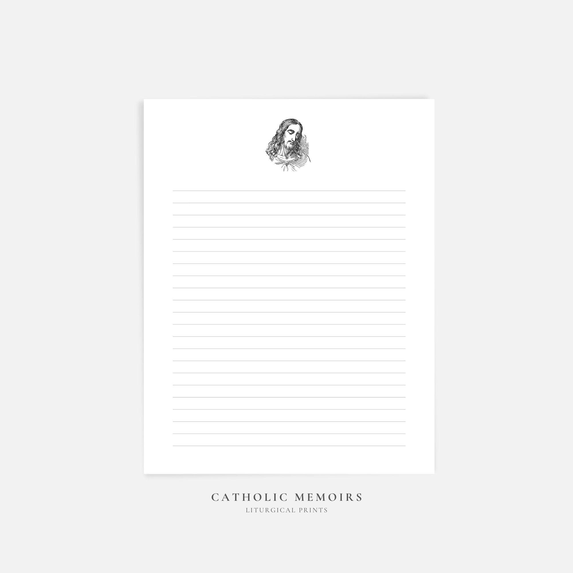 Jesus | Catholic Printable Note Paper Stationery | US Letter 8.5x11 in ...