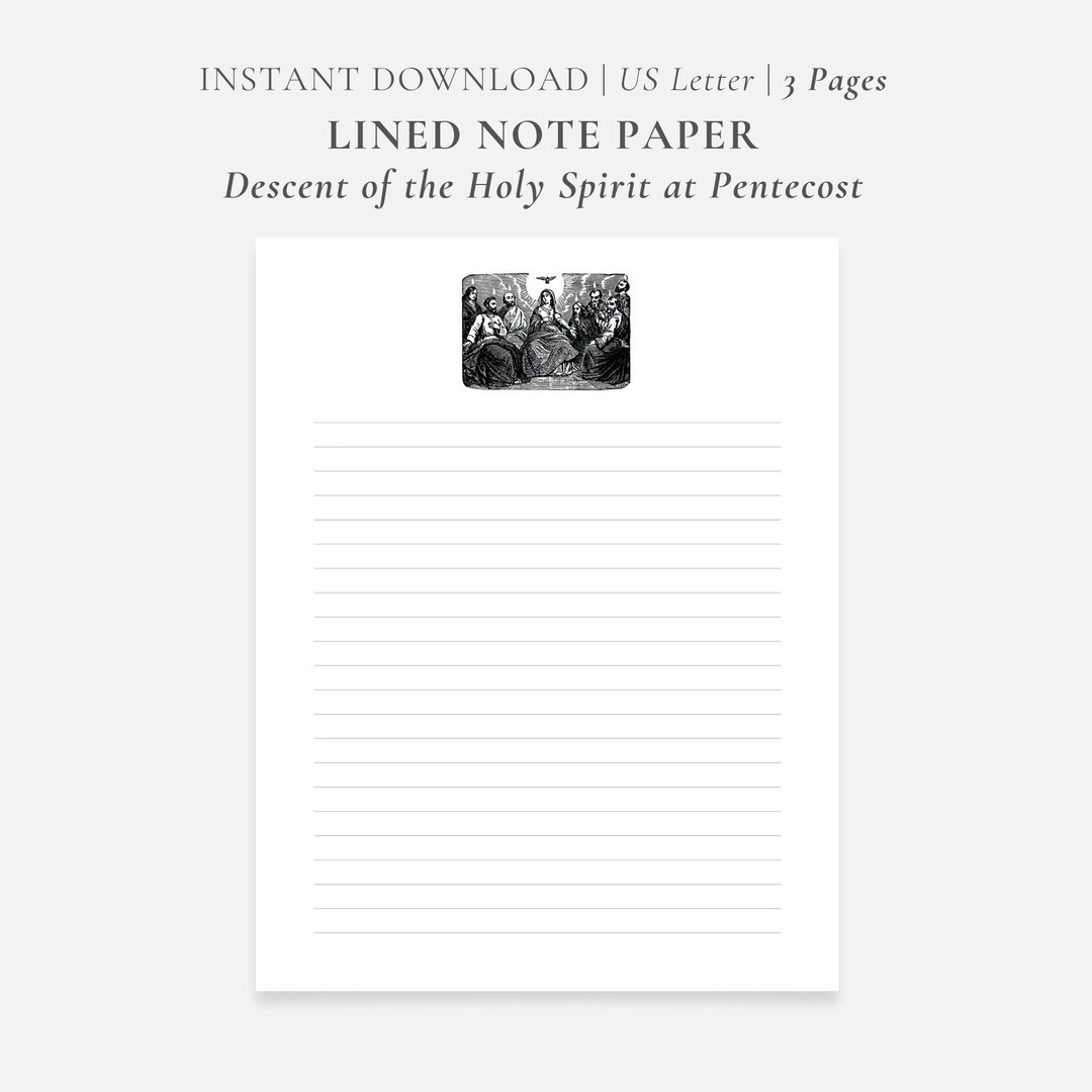 Pentecost Descent of the Holy Spirit | Catholic Printable Stationery ...