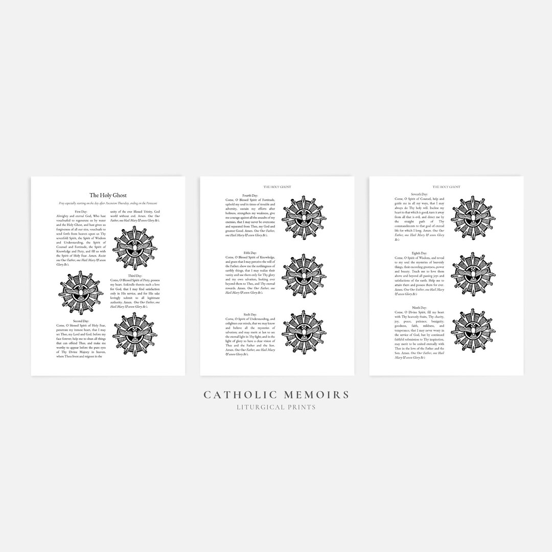 Holy Spirit Novena Tracker Traditional Catholic Coloring Worksheet ...