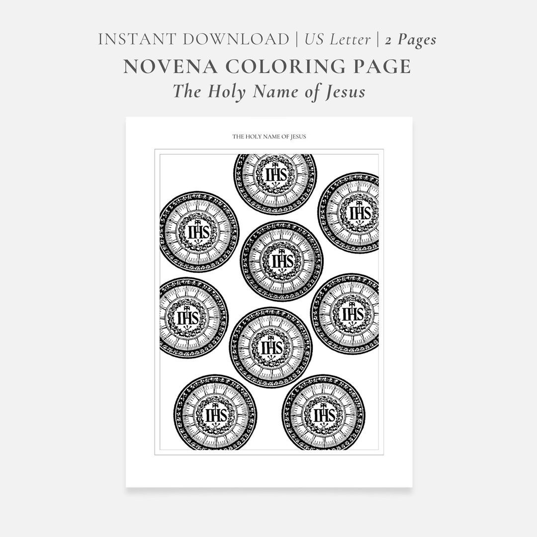 Holy Name of Jesus Traditional Catholic Novena Tracker Coloring Page ...