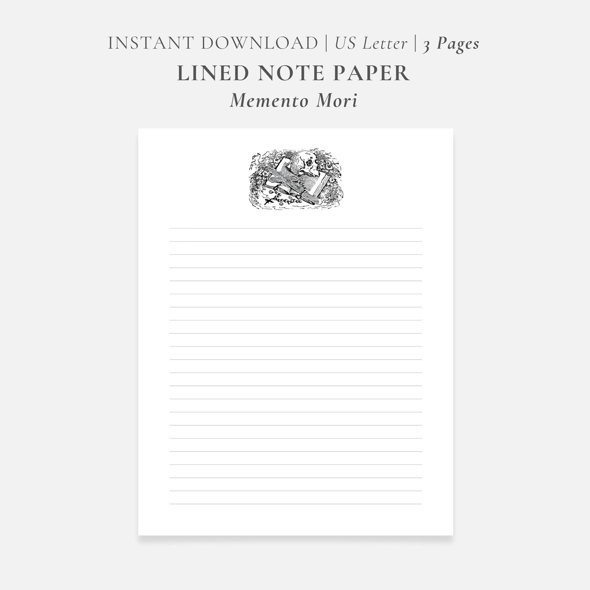 Memento Mori | Catholic Printable Note Paper Stationery | US Letter 8 ...
