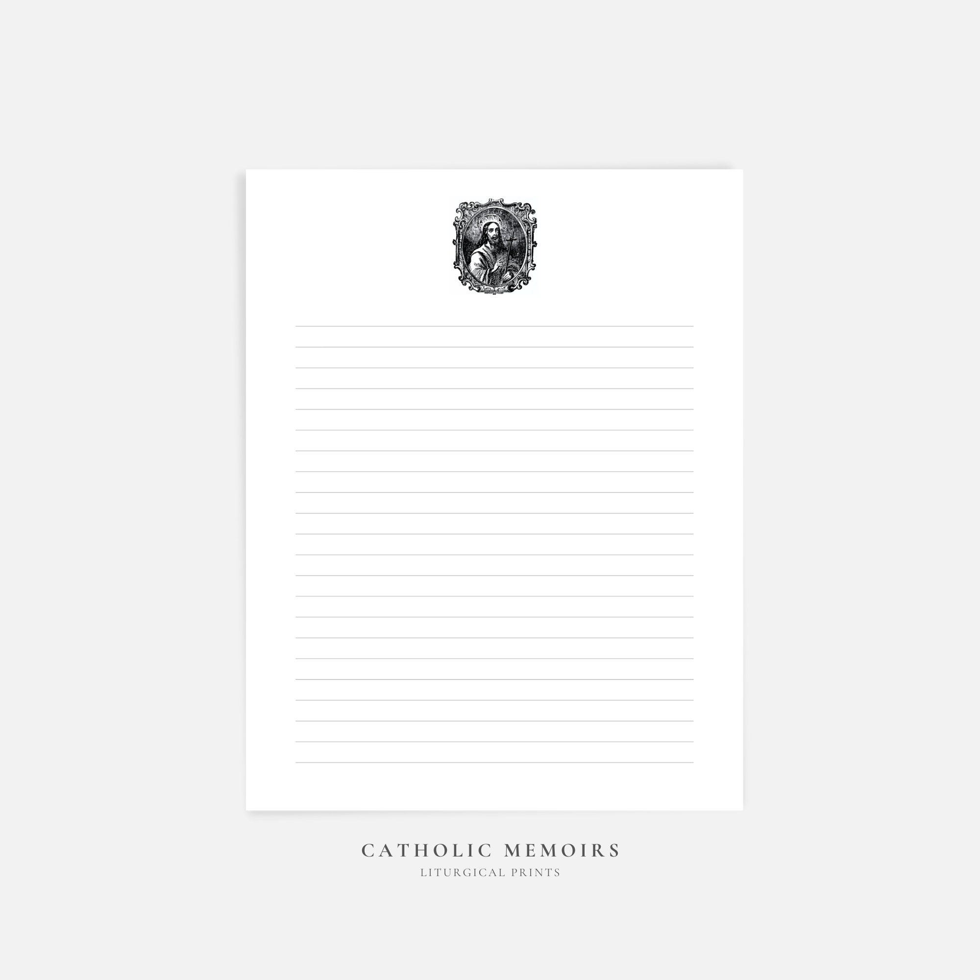 Jesus With Ornate Frame | Catholic Christian Printable Note Paper ...