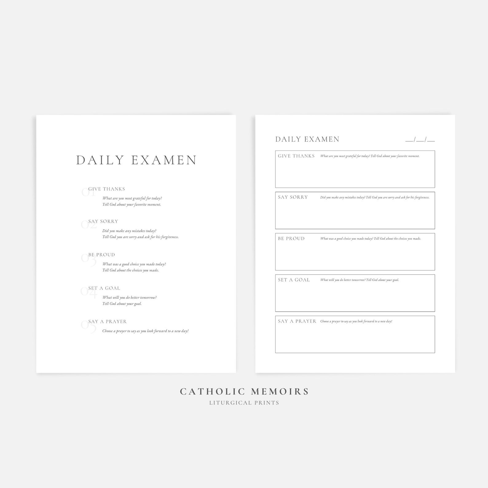 Daily Examen Catholic Journal Worksheet Printable Planner Inserts ...