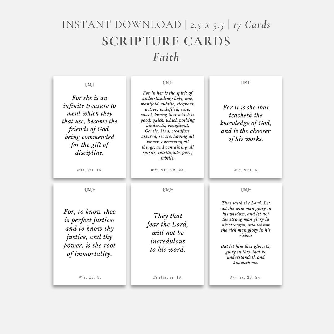 Faith | Scripture Cards With Bible Verses From Douay-rheims Catholic ...