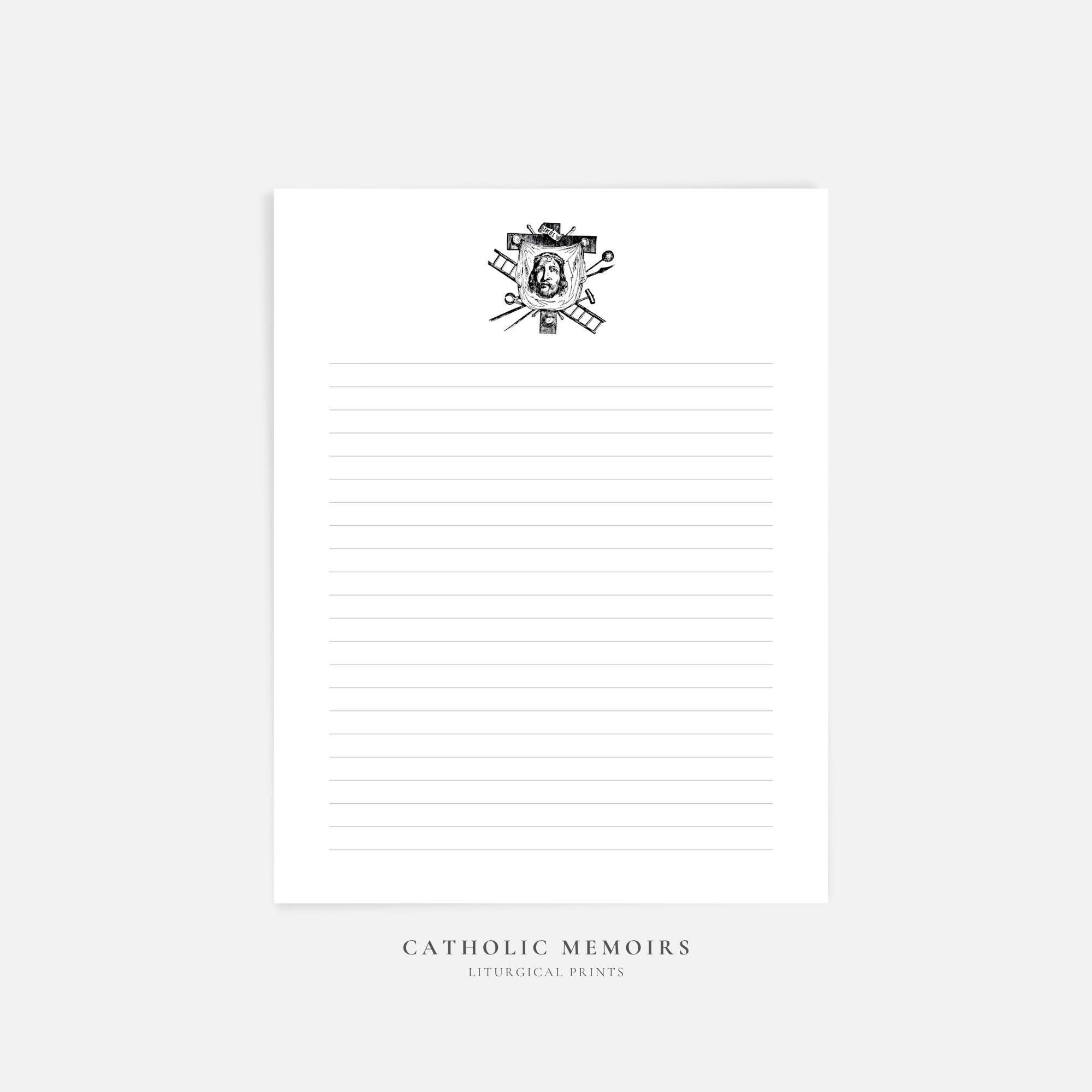 Holy Face of Jesus Catholic Printable Note Paper Stationery US Letter 8 ...