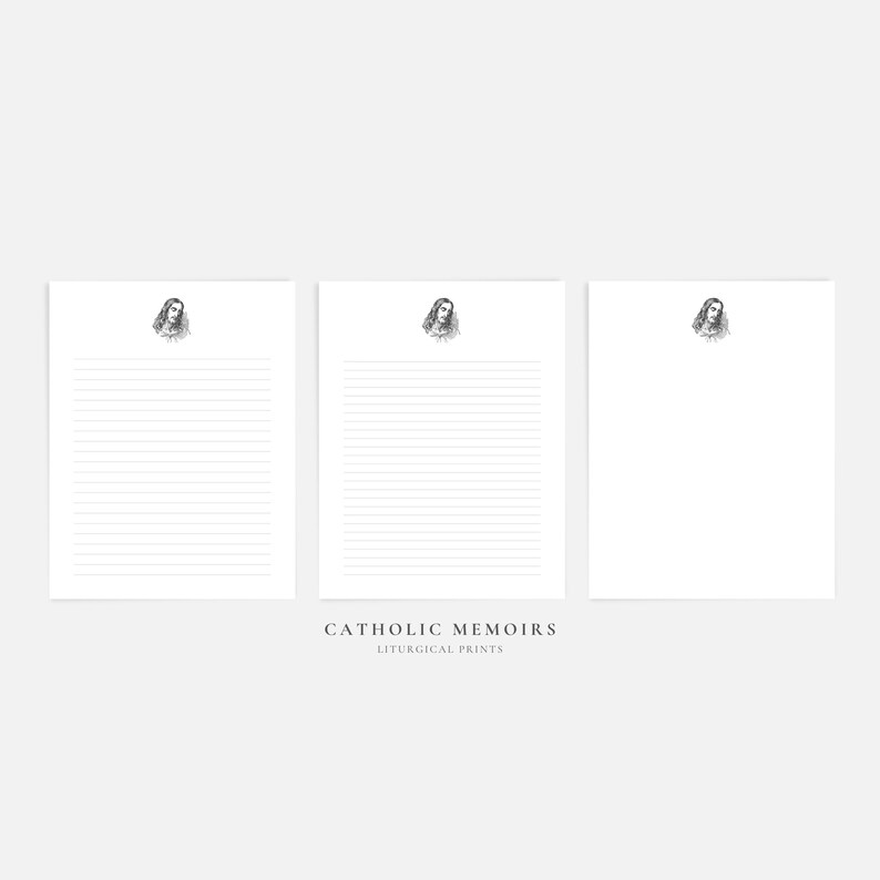 Jesus | Catholic Printable Note Paper Stationery | US Letter 8.5x11 in ...