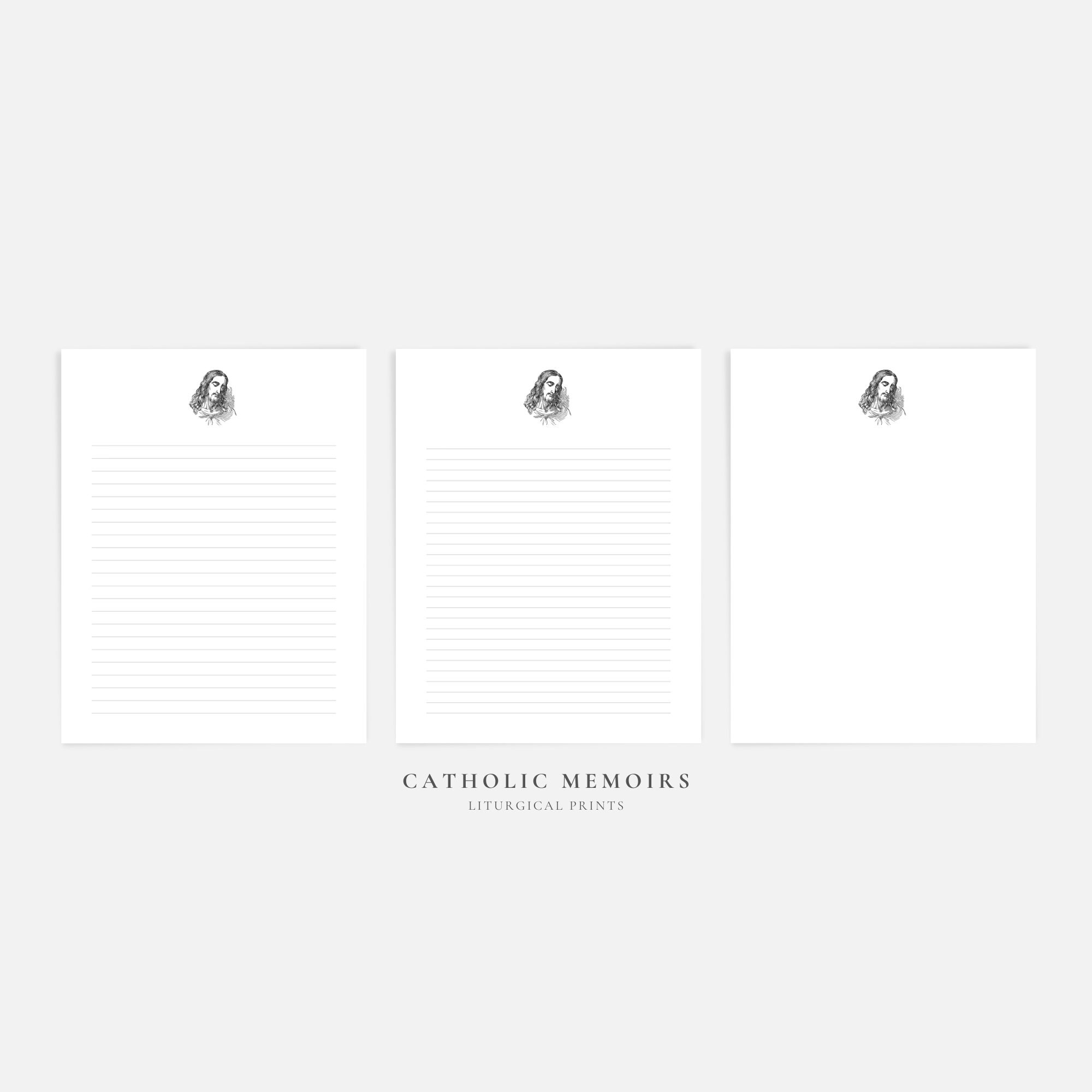 Jesus Catholic Printable Note Paper Stationery US Letter 8.5x11 in ...