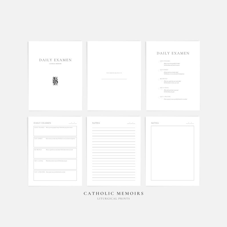 Daily Examen Catholic Journal Worksheet Printable Planner Inserts ...