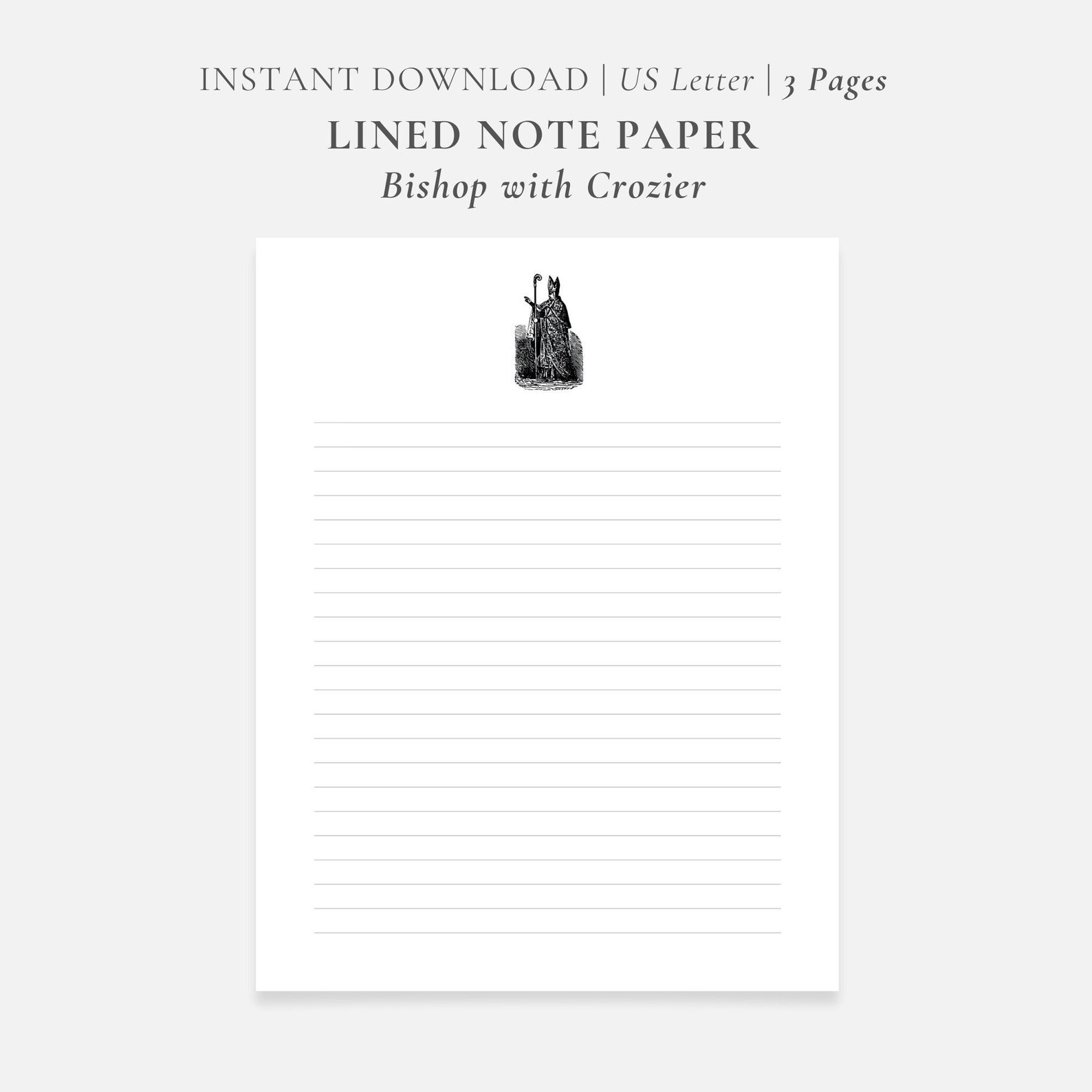 Bishop | Catholic Printable Note Paper Stationery | US Letter 8.5x11 in ...