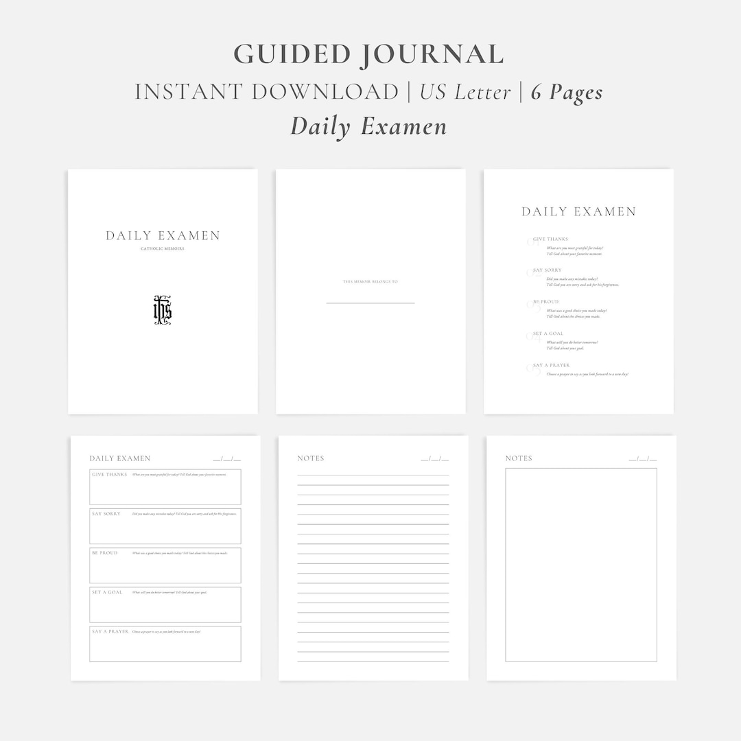 Daily Examen Catholic Journal Worksheet Printable Planner Inserts ...