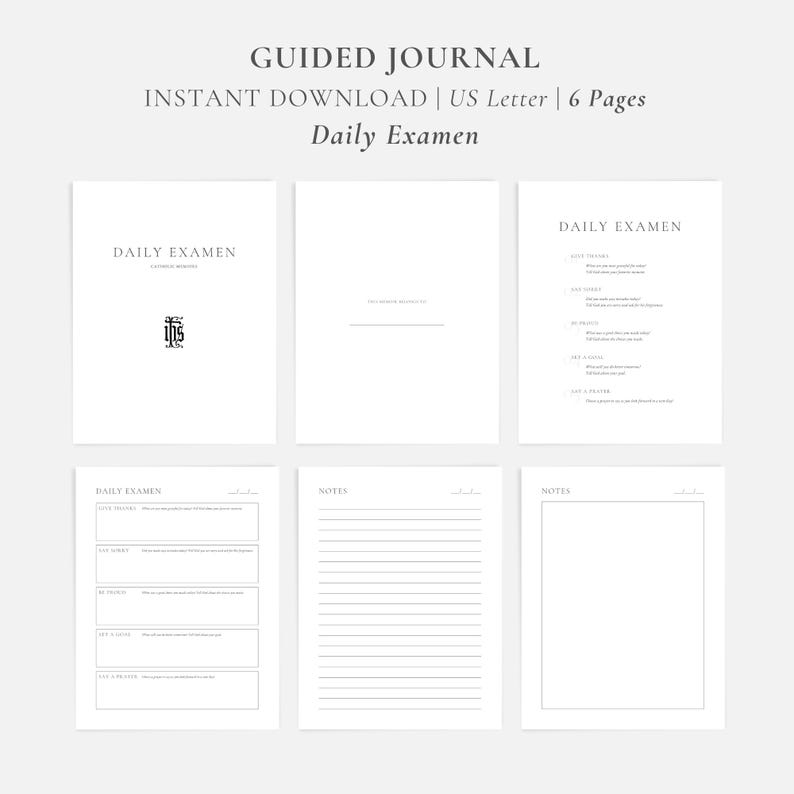 Daily Examen Catholic Journal Worksheet Printable Planner Inserts ...