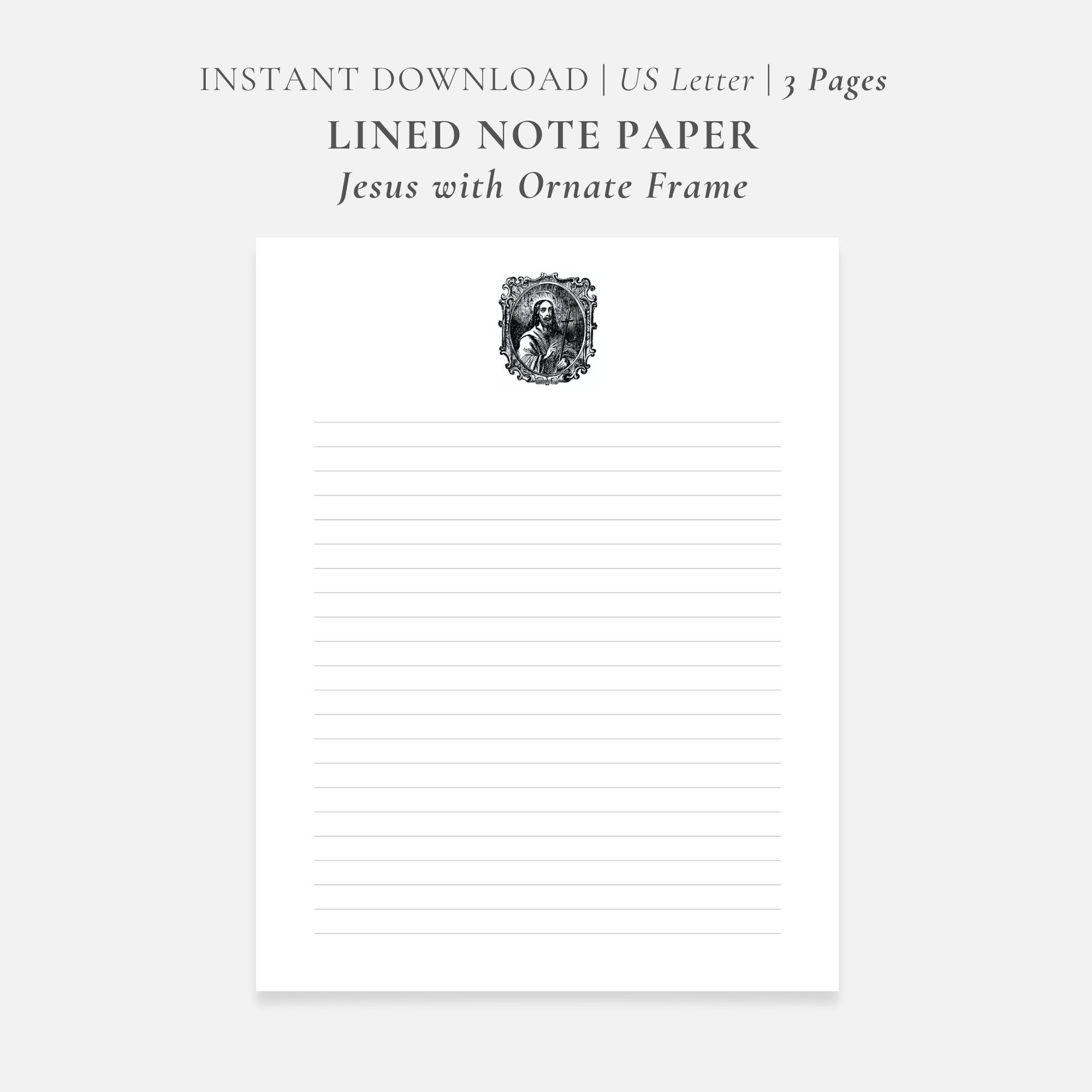 Jesus With Ornate Frame | Catholic Christian Printable Note Paper ...