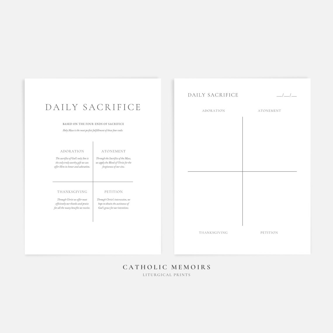 Daily Sacrifice Catholic Journal Worksheet Printable Planner Inserts ...