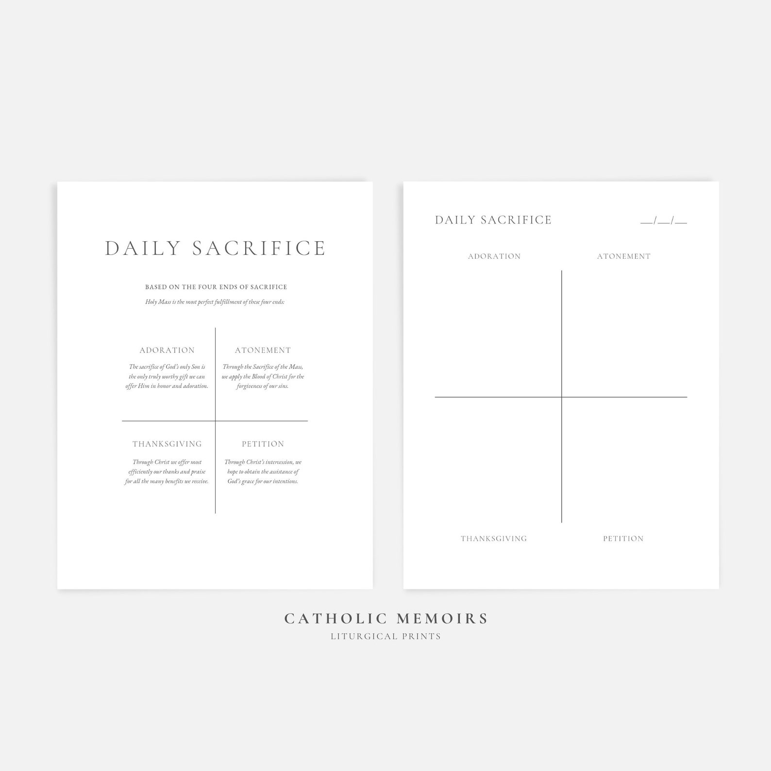 Daily Sacrifice Catholic Journal Worksheet Printable Planner Inserts ...
