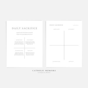 Daily Sacrifice Catholic Journal Worksheet Printable Planner Inserts ...