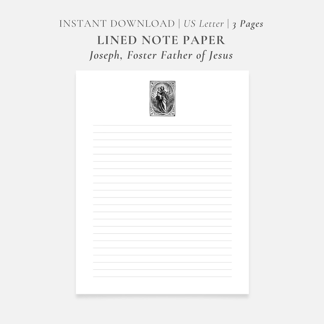 Saint Joseph | Catholic Printable Stationery | US Letter 8.5x11 in ...