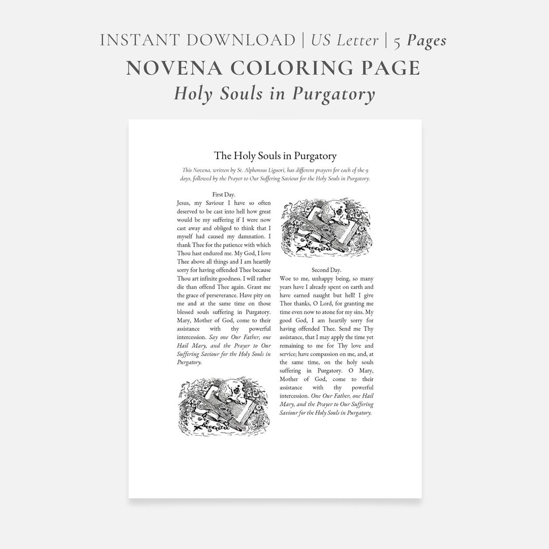 Holy Souls in Purgatory Novena Tracker Coloring Worksheet, Printable ...