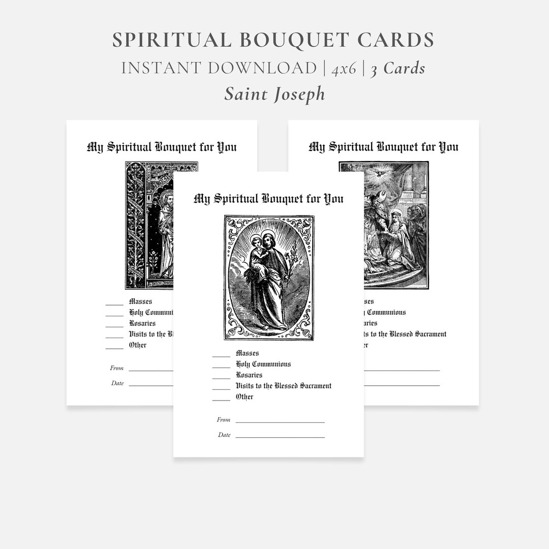Spiritual Bouquet Printable Instant Download Card, Saint Joseph for ...