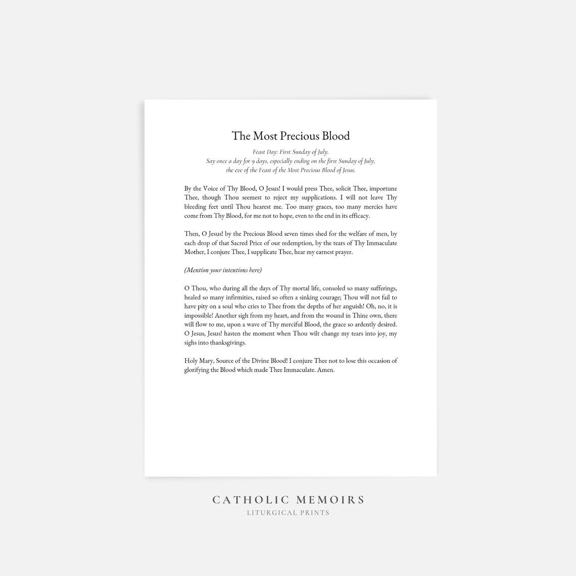 Most Precious Blood of Jesus Novena Tracker Traditional Catholic ...