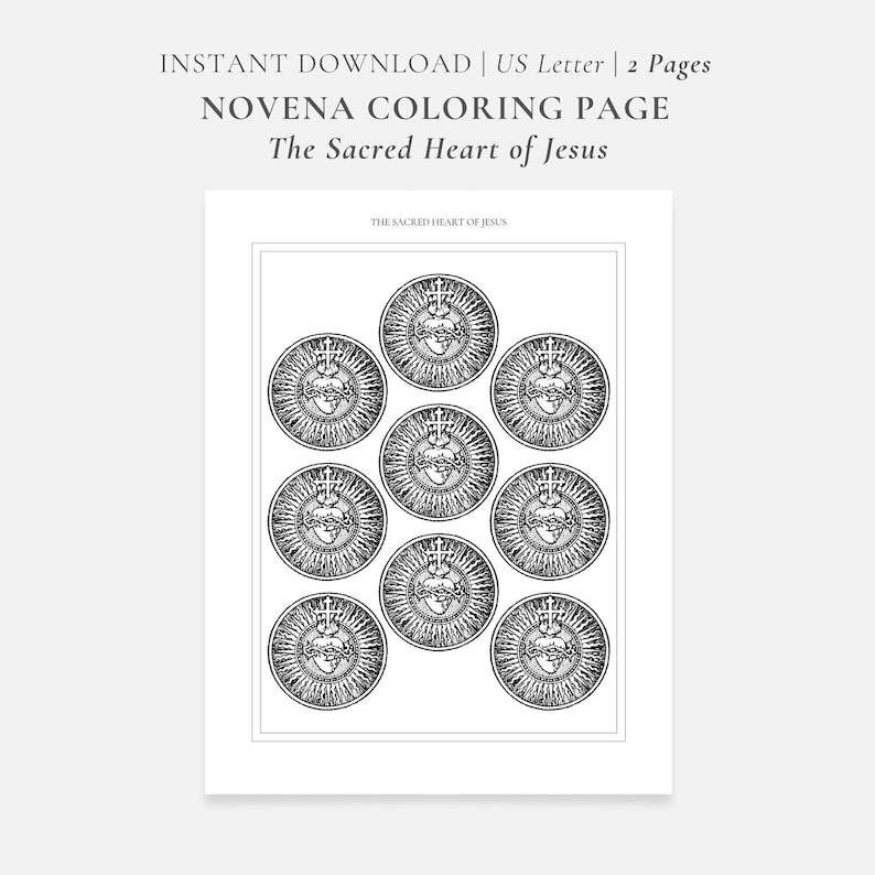 Sacred Heart of Jesus Novena Tracker Traditional Catholic Coloring ...