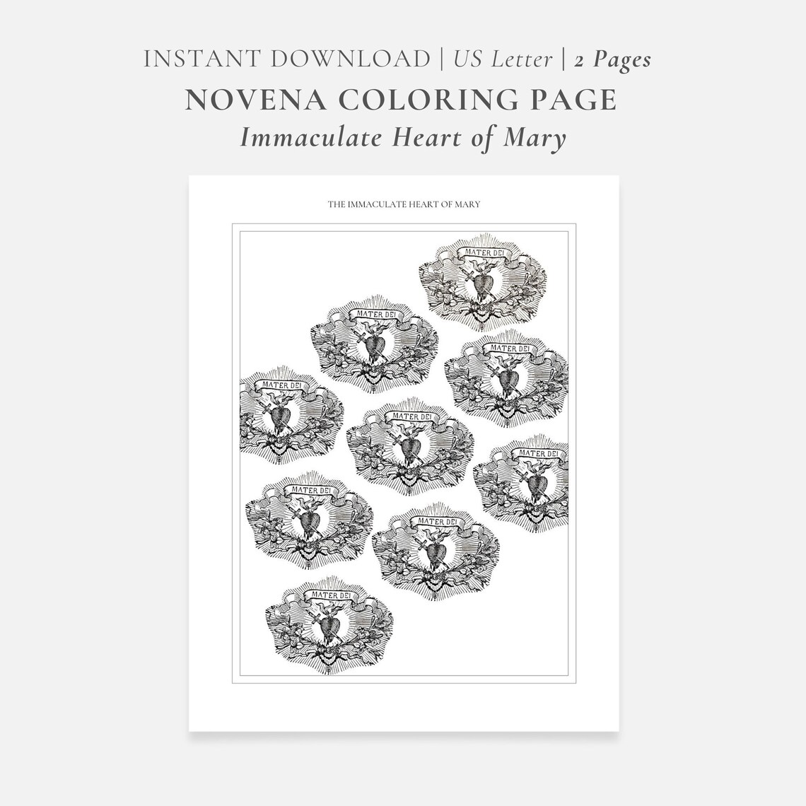 Immaculate Heart of Mary Novena Tracker Traditional Catholic Coloring ...