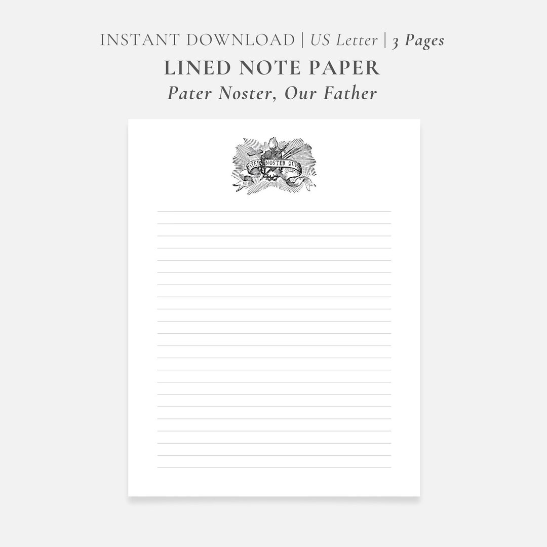 Pater Noster, Our Father | Catholic Printable Note Paper Stationery ...