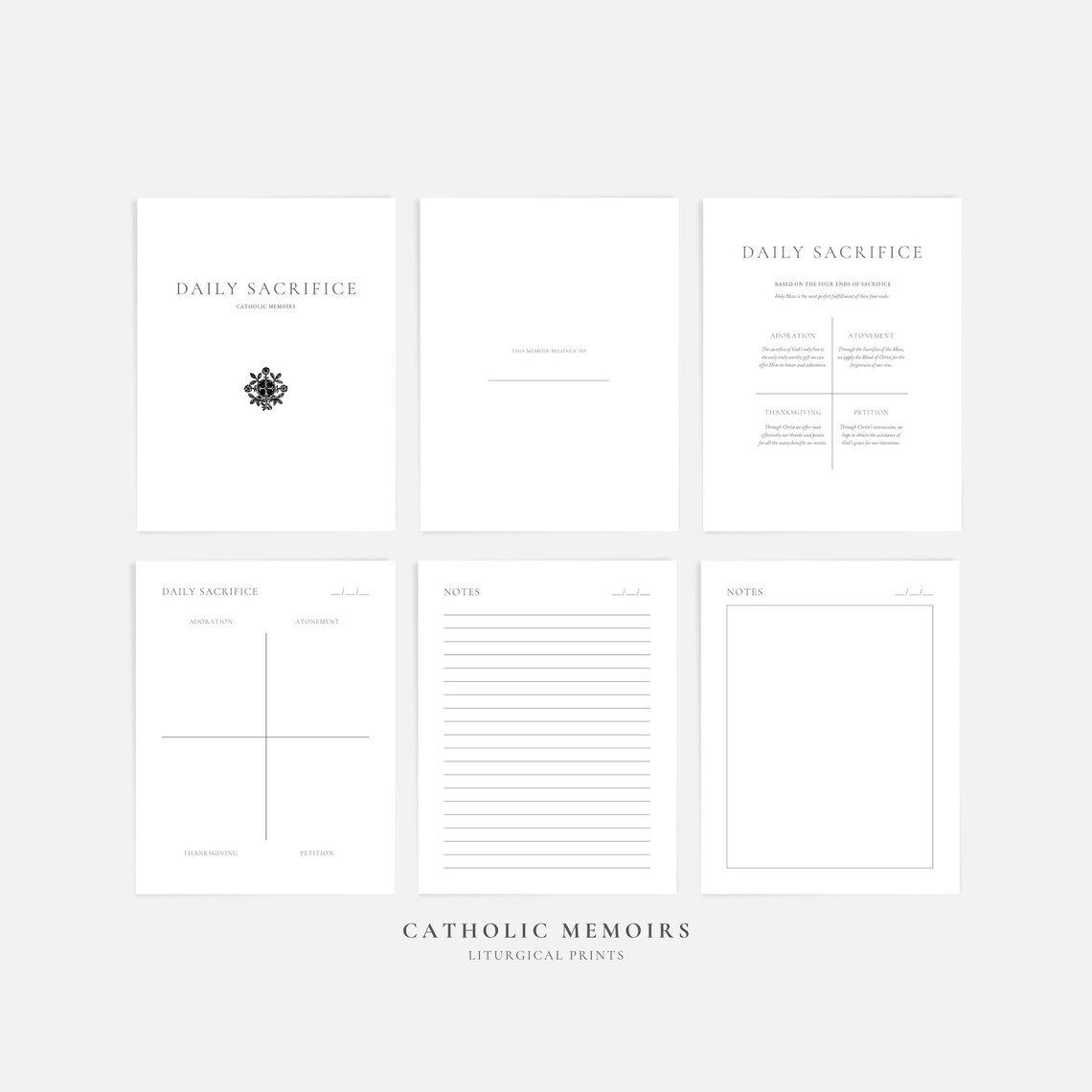 Daily Sacrifice Catholic Journal Worksheet Printable Planner Inserts ...