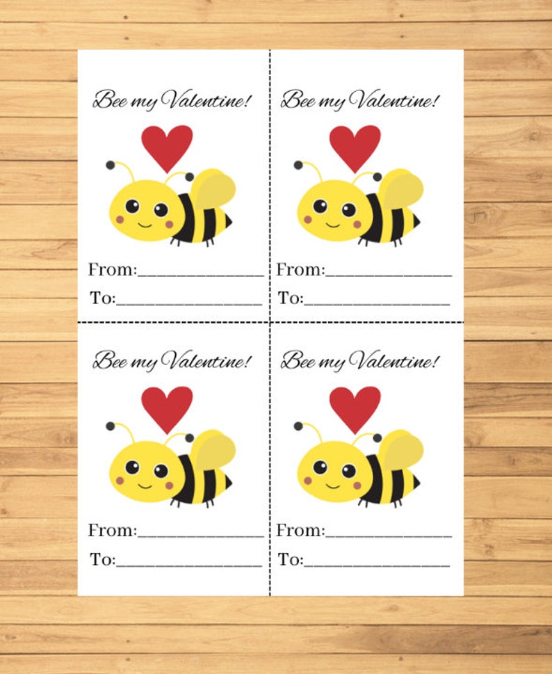 Printable Bee My Valentine Cards - Etsy