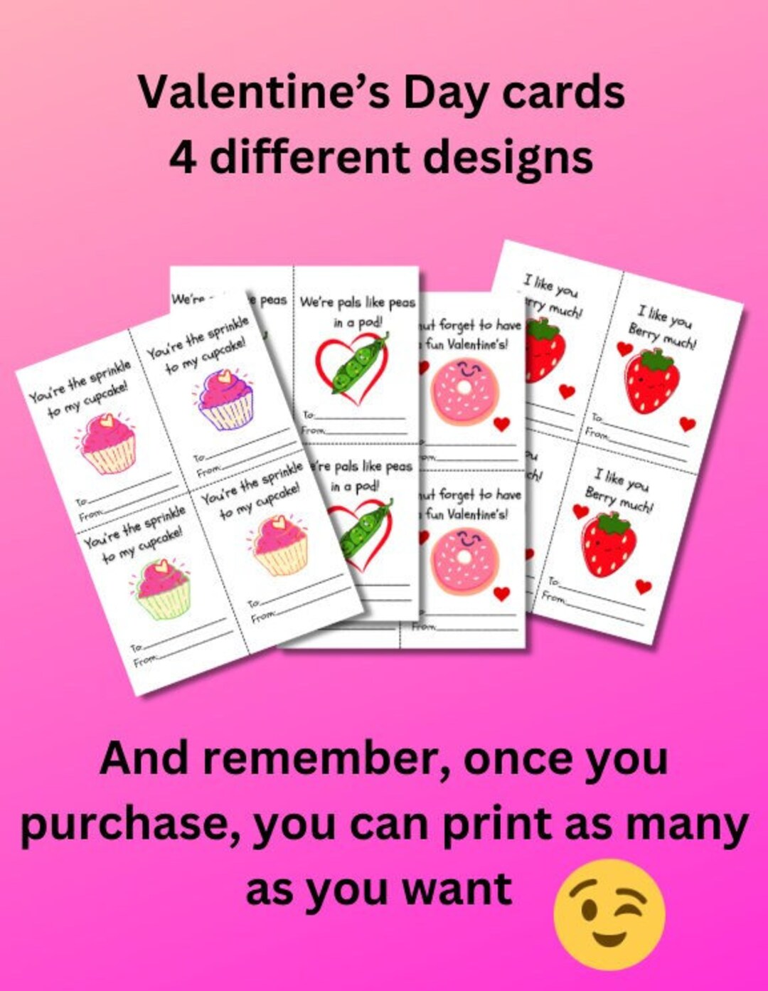 Printable Valentine's Day Cards|for Kids|classmates|fun Cute Designs - Etsy