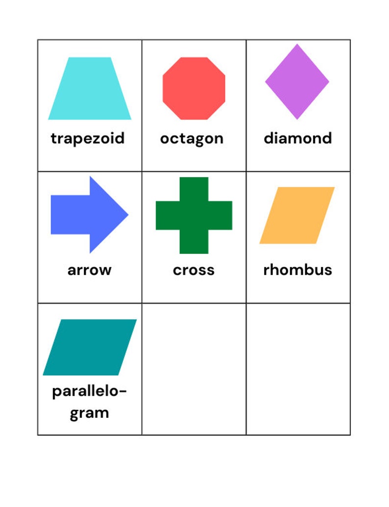 Printable Learning My Shapes Flashcards - Etsy