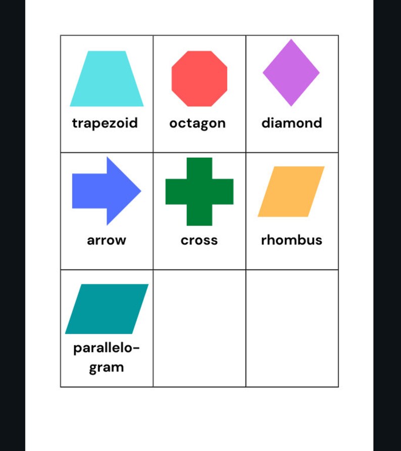 Printable Learning My Shapes - Flashcards - Etsy