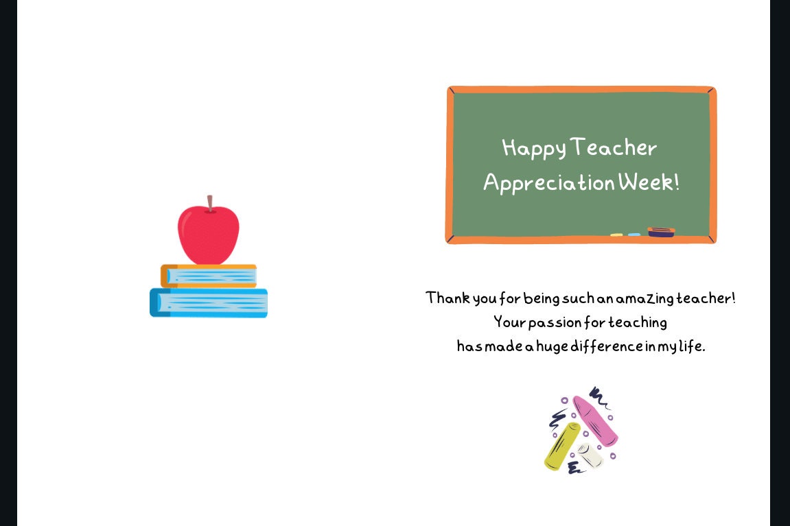 Printable Teacher Appreciation Week Folded Card - Set of 3 Unique ...